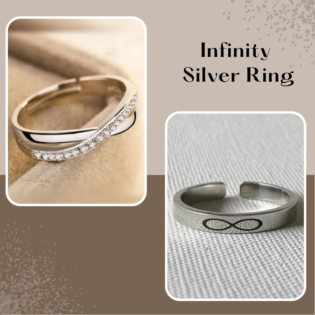 Classic Stylish Infinity Silver Couple Rings – GIFTED BEAUTY®️